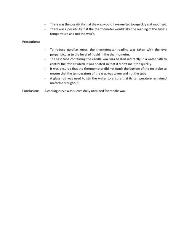 CSEC Physics Lab - Cooling curve of candle wax | DOCX | Candle and Soap ...