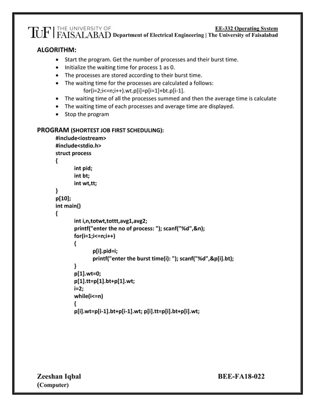 Introduction to shortest job first scheduling | PDF Introduction to shortest job first scheduling | PDF