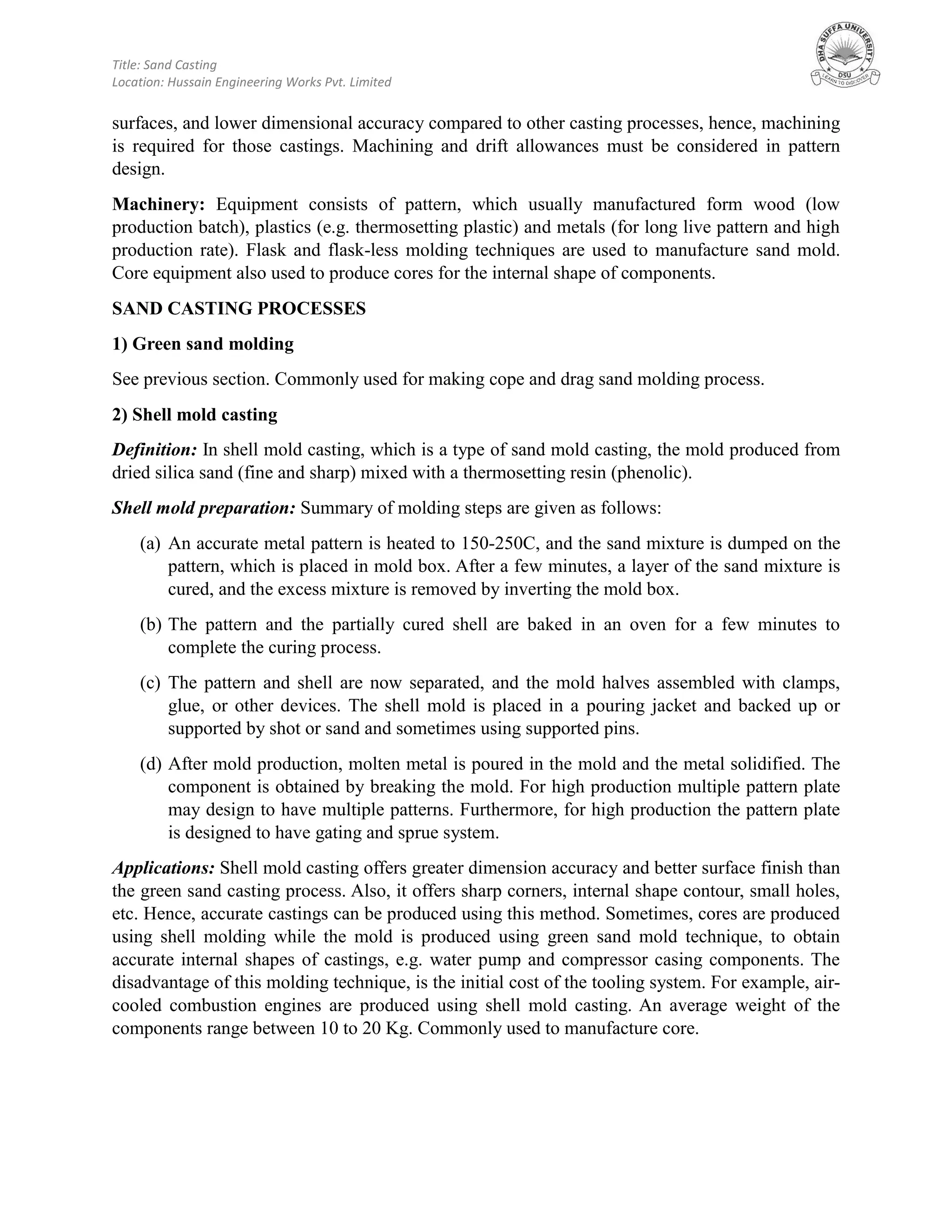 sand casting (me181056) | PDF