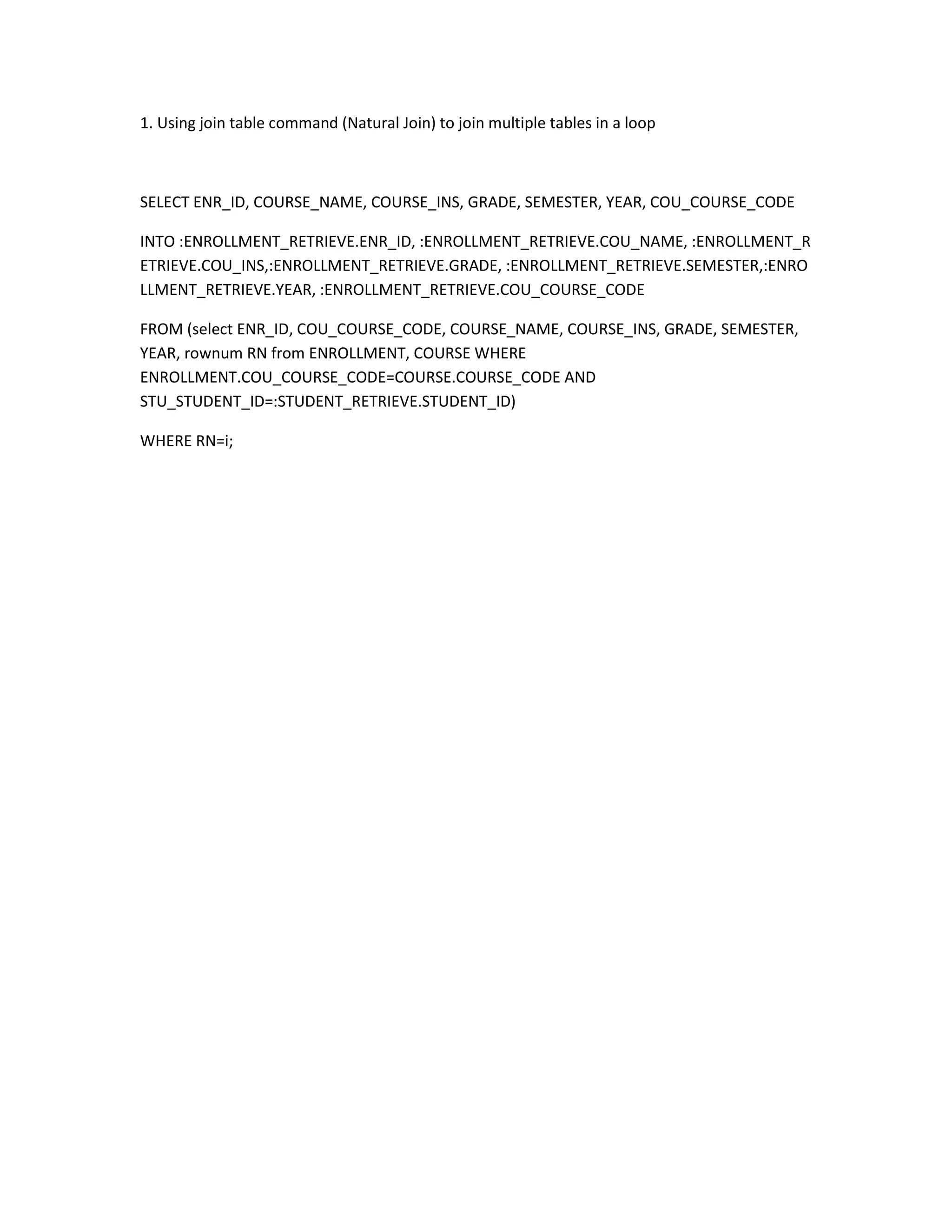 Source code for natural join(database) | PDF