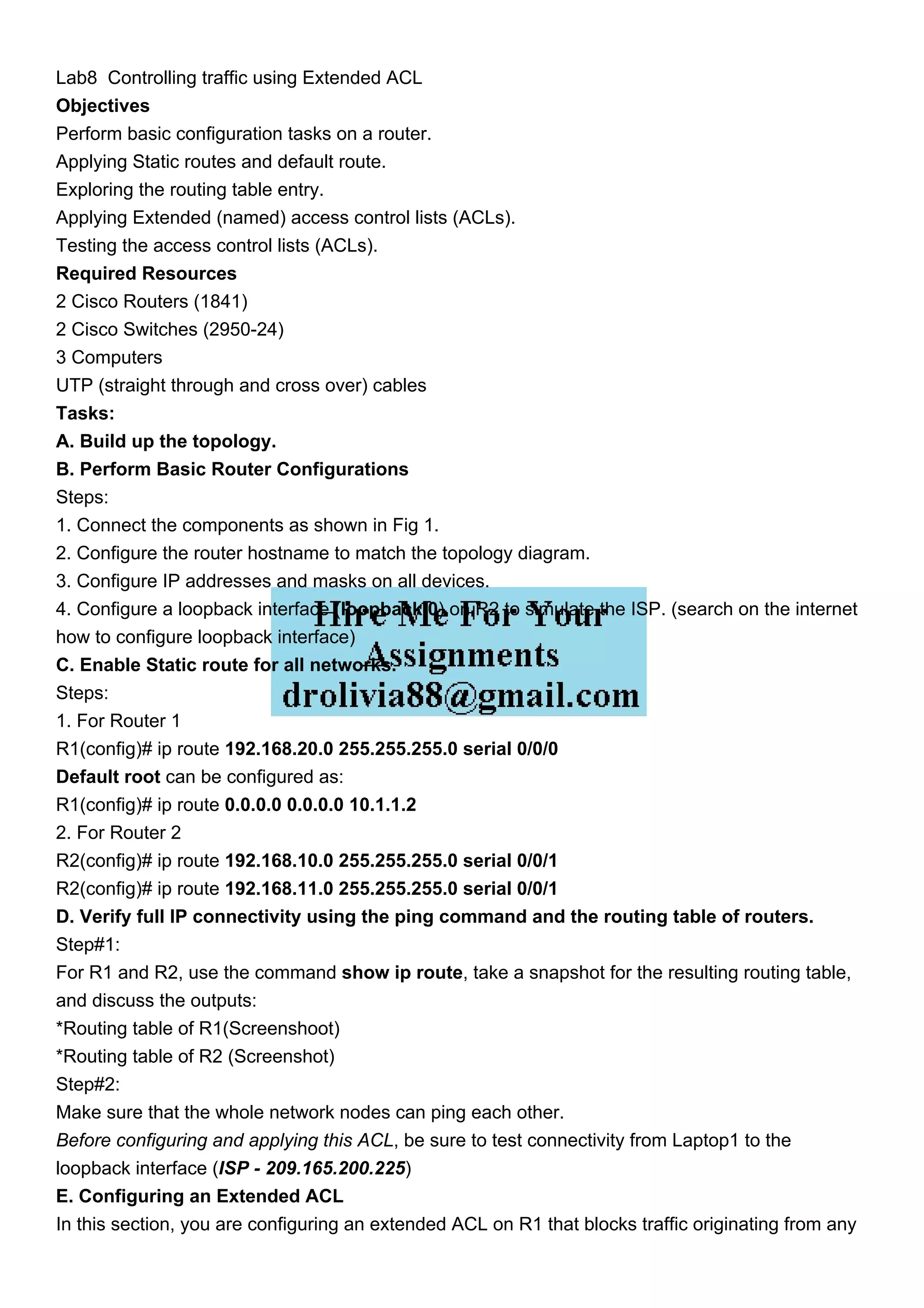 Lab8 Controlling traffic using Extended ACL Objectives Per.pdf