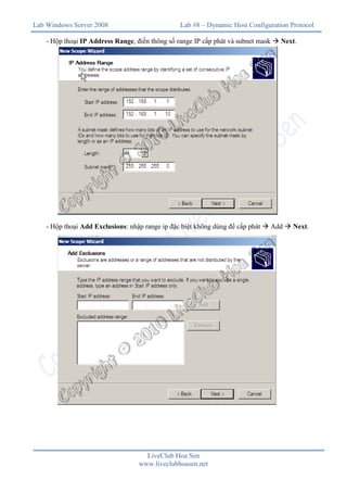 Lab 8 dhcp server | PDF