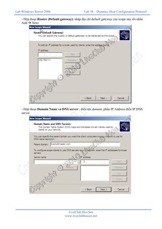 Lab 8 dhcp server | PDF