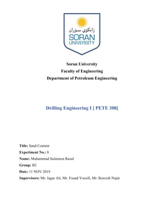 Drilling Lab - Sand Content | PDF