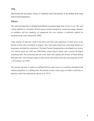 Drilling Lab - Sand Content | PDF