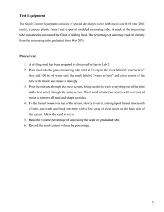 Drilling Lab - Sand Content | PDF