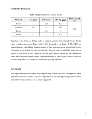 Drilling Lab - Sand Content | PDF