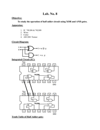 DLDLab 8 half adder | DOCX