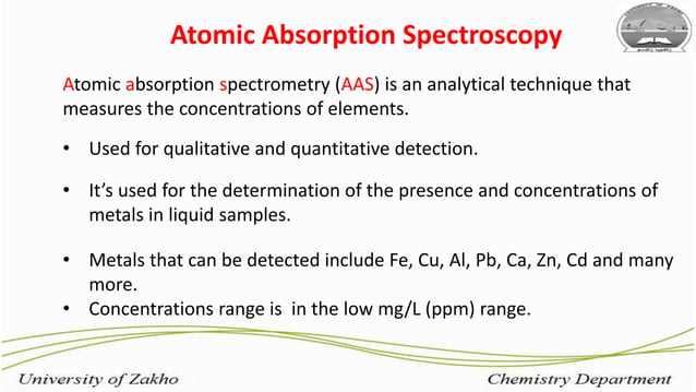 Flame Atomic Absorption Spectroscopy | PPTX | Chemistry | Science