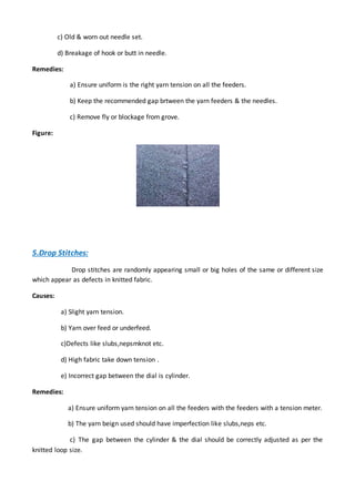 Analysis of some common knit fabric faults & their Remedies. | DOCX