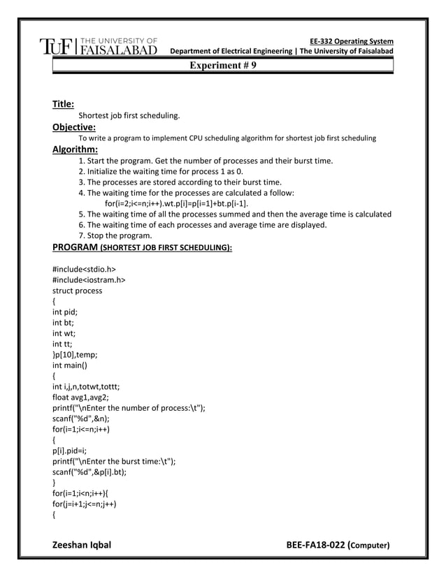 Shortest job first scheduling | PDF Shortest job first scheduling | PDF