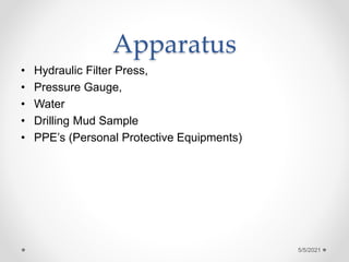 Lab 9 measurement of filtrate loss and mud cake thickness of drilling ...