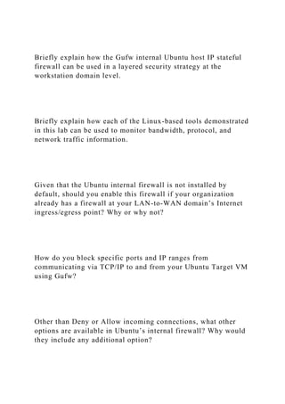 Lab #9 Construct a Linux Host Firewall and Monitor for IP Tra.docx