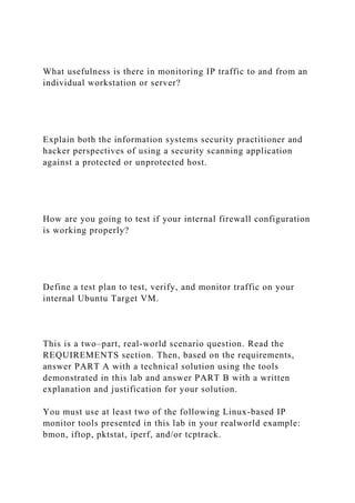 Lab #9 Construct a Linux Host Firewall and Monitor for IP Tra.docx