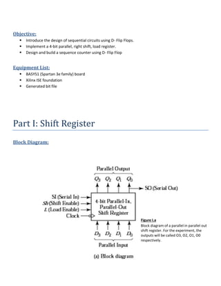 Lab 9 D-Flip Flops: Shift Register and Sequence Counter | PDF