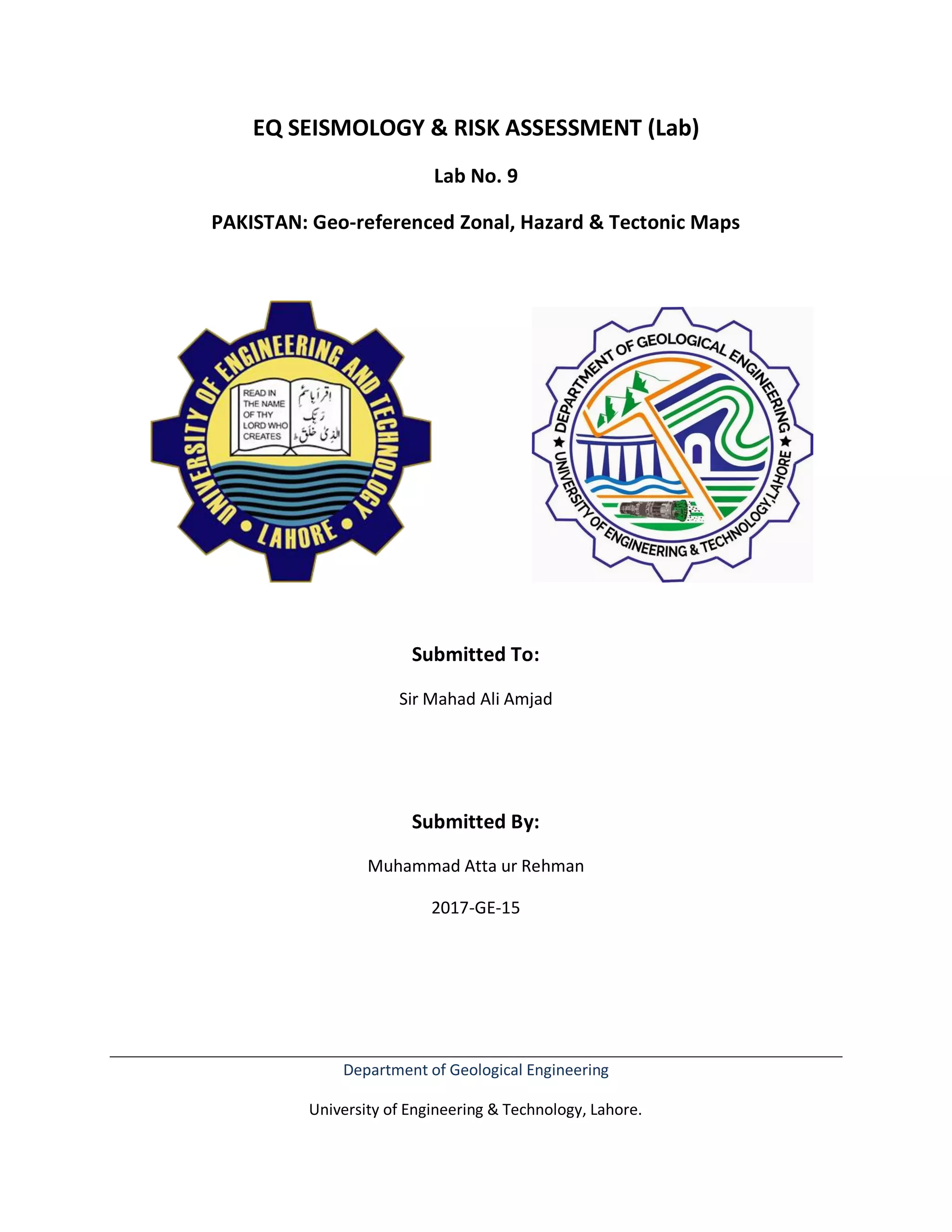 Pakistan: Zonal, Hazard and Tectonic Maps Geo-referenced | PDF