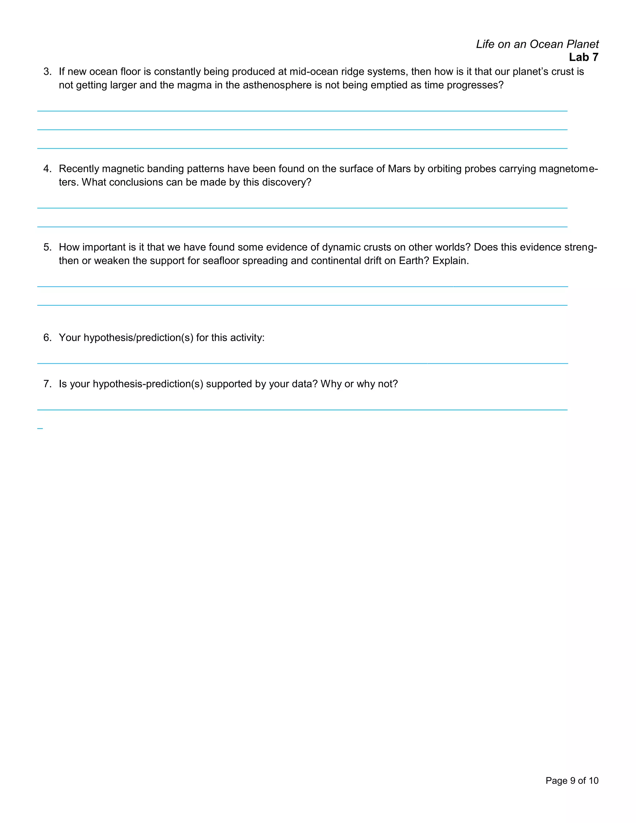 Lab activity 7 plate tectonics | DOCX