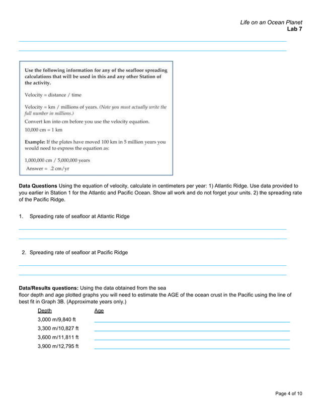 Lab activity 7 plate tectonics | DOCX