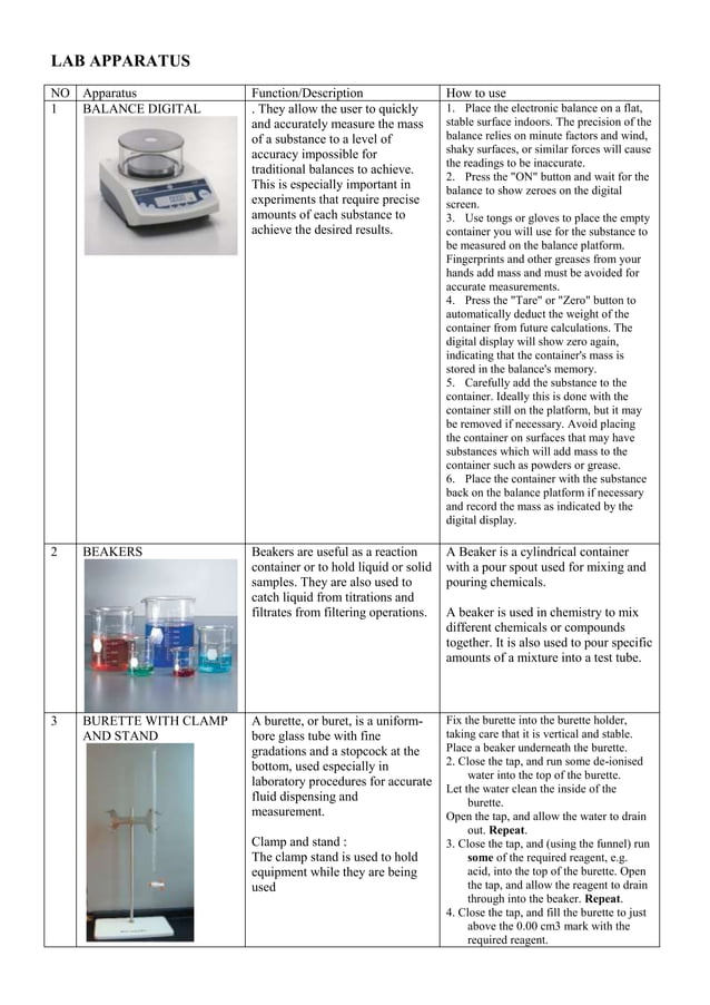 Lab apparatus | DOCX