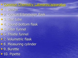 lab apparatus for experiments in chemistry | PPT