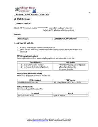 Laboratory approach to bleeding disorders | PDF