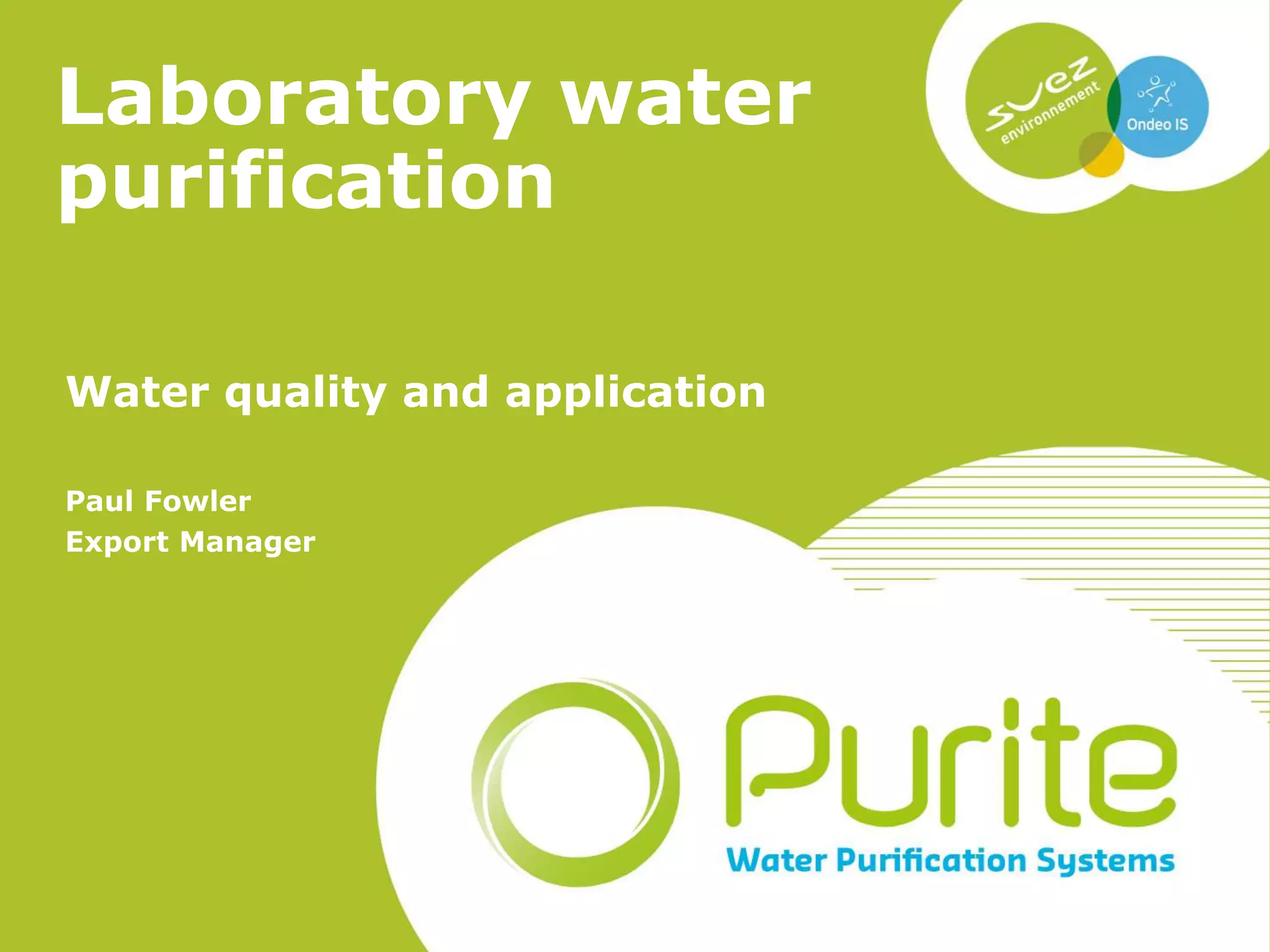 Laboratory Water Purification Technology, Products and Water Quality ...