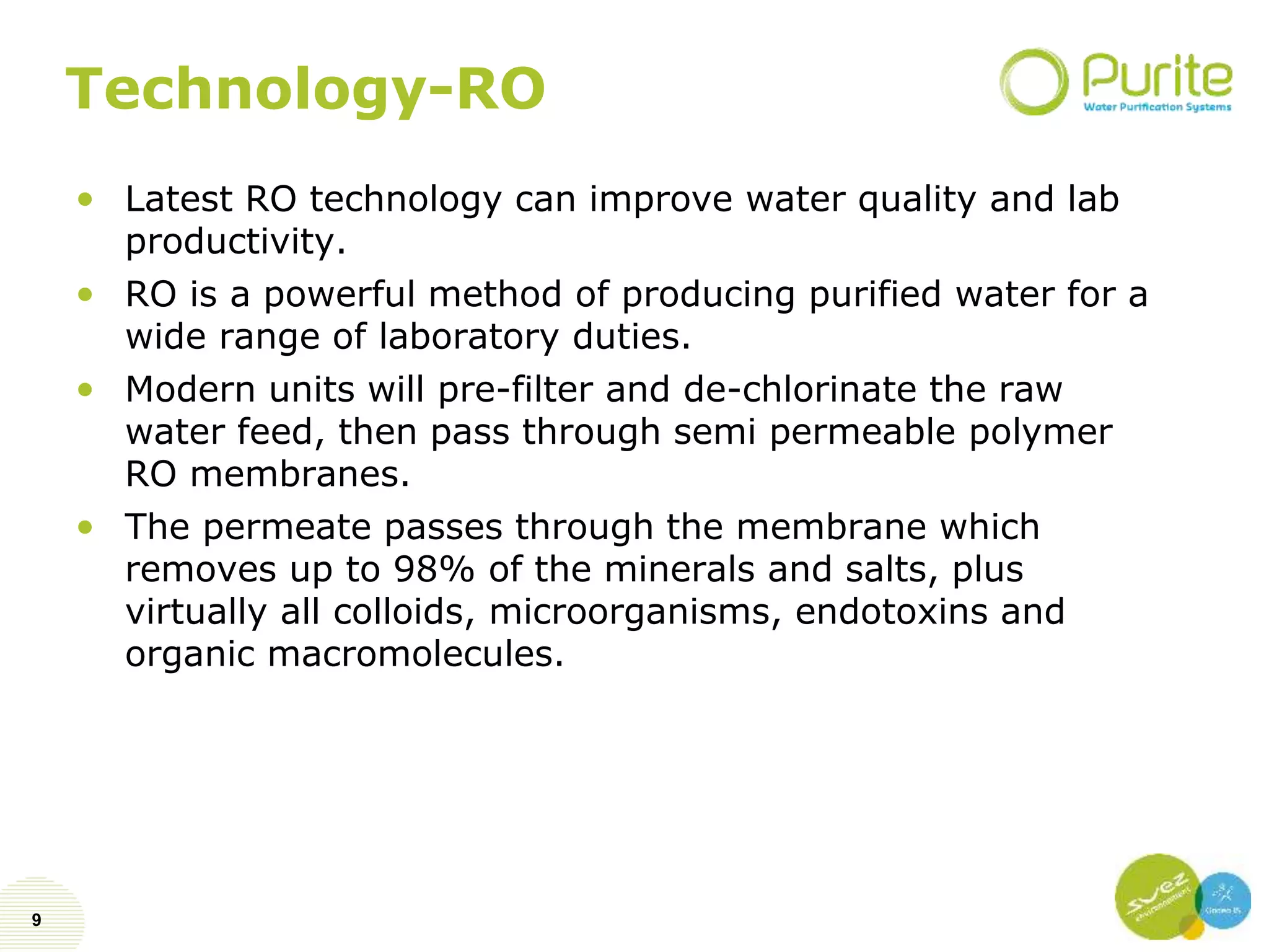 Laboratory Water Purification Technology, Products and Water Quality ...