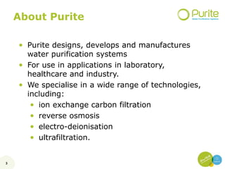 Laboratory Water Purification Technology, Products and Water Quality ...