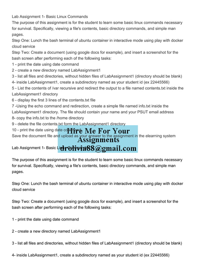 Lab Assignment 1 Basic Linux CommandsThe purpose of this as.pdf