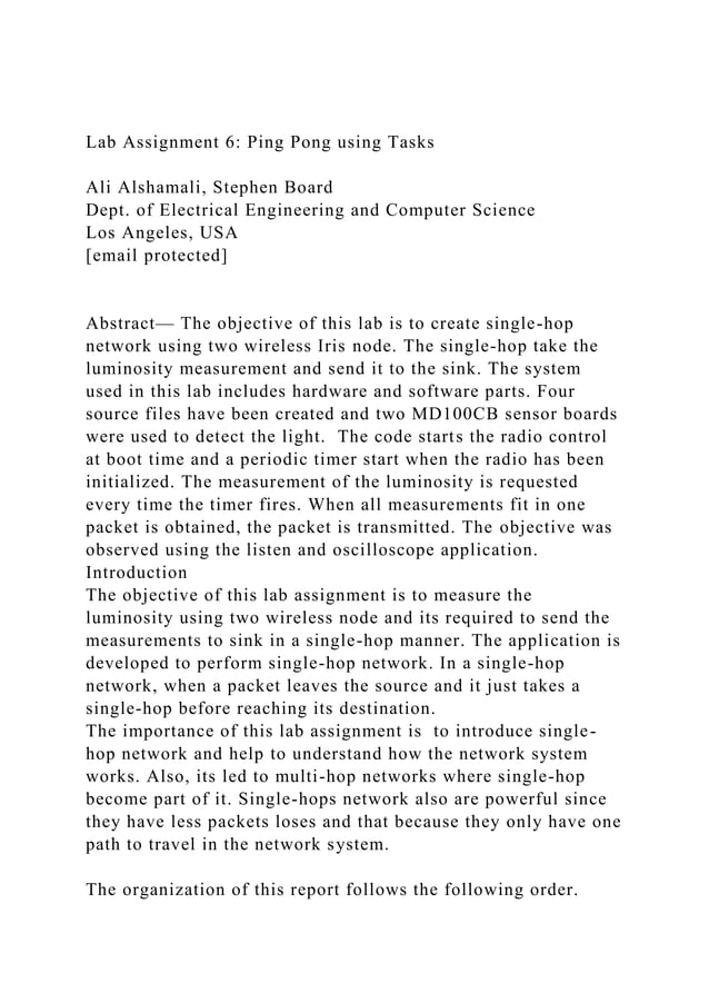 Lab Assignment 6 Ping Pong using TasksAli Alshamali, Stephen .docx