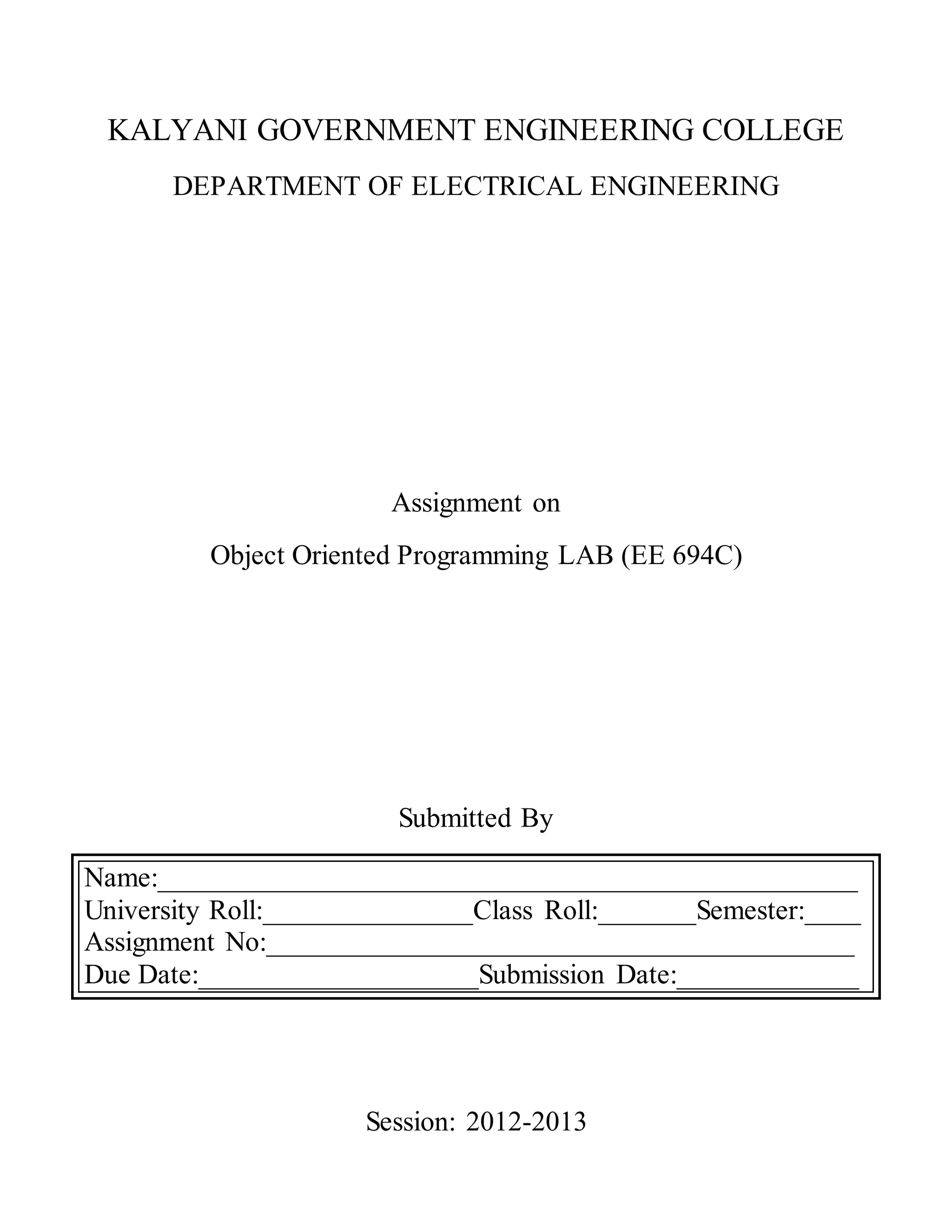 Lab assignment format | PDF