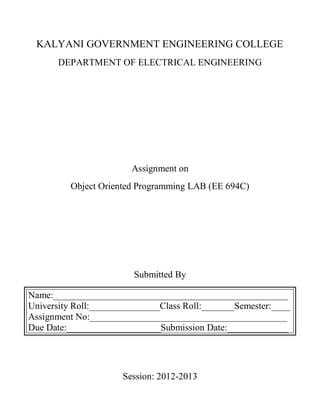 Lab assignment format | PDF
