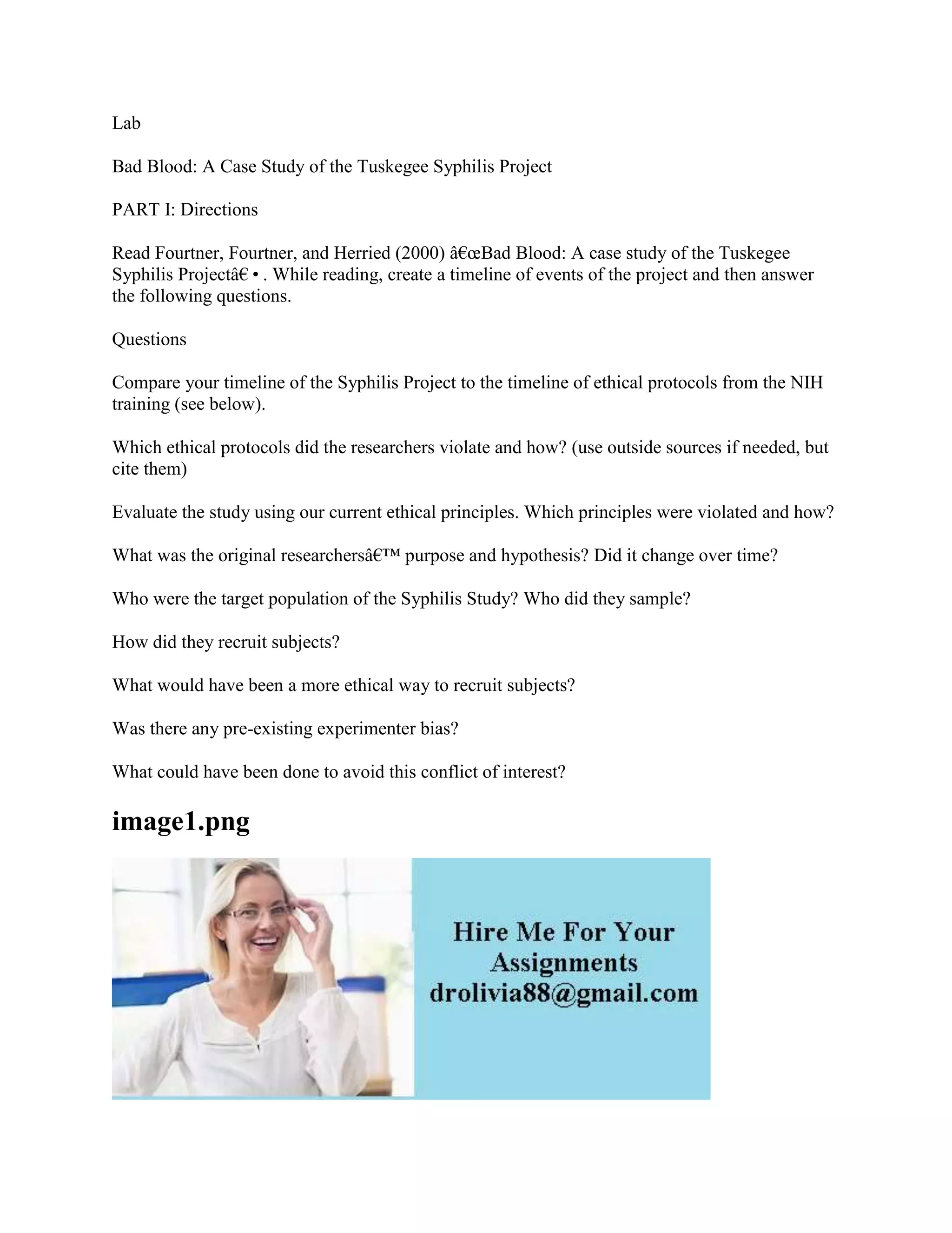 Lab Bad Blood- A Case Study of the Tuskegee Syphilis ProjectPART I- Di.docx