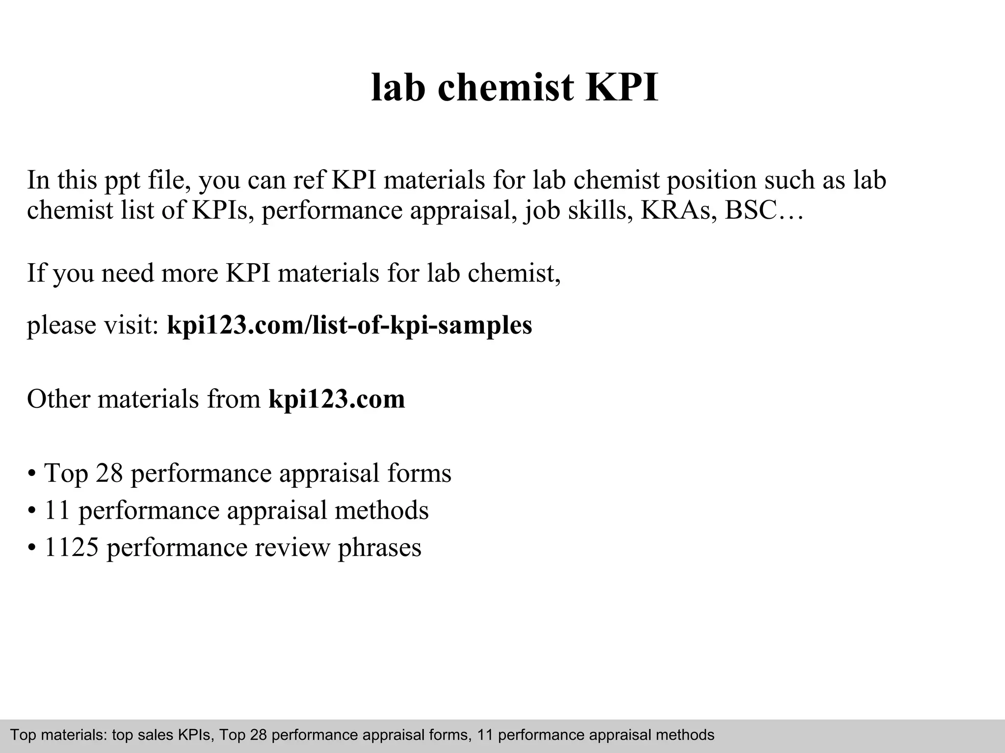 Lab chemist kpi | PPT