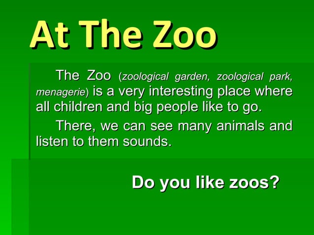 At The Zoo - Animals | PPT