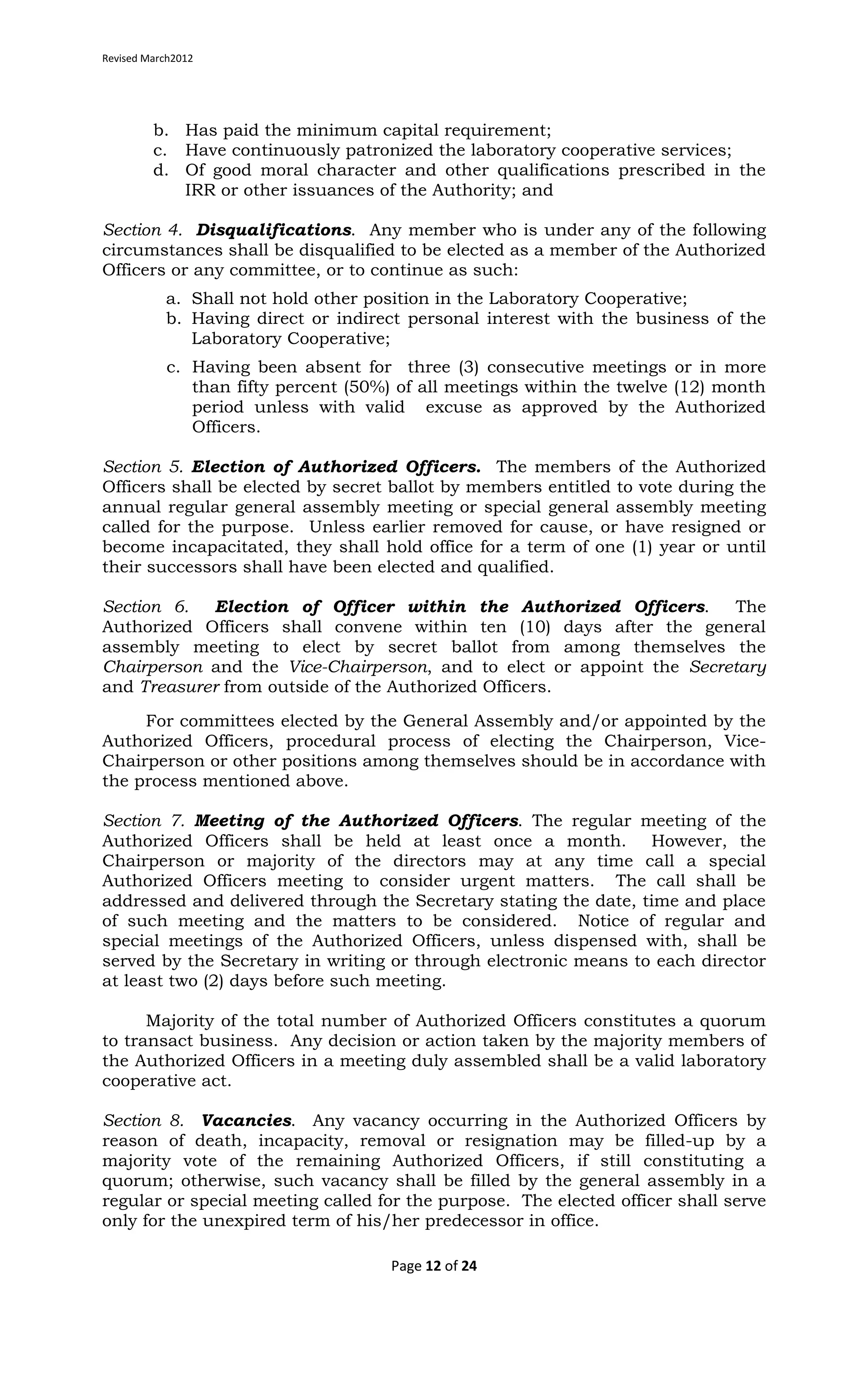 Laboratory Cooperative Article of Cooperation and By Laws Template | PDF