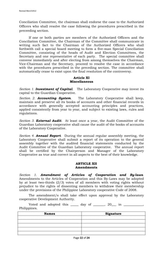Laboratory Cooperative Article of Cooperation and By Laws Template | PDF