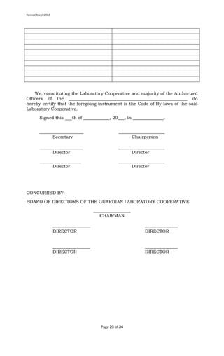 Laboratory Cooperative Article of Cooperation and By Laws Template | PDF