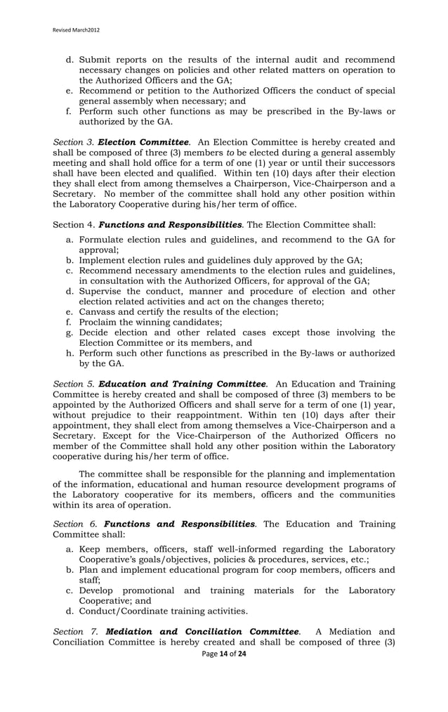 Laboratory Cooperative Article of Cooperation and By Laws Template | PDF