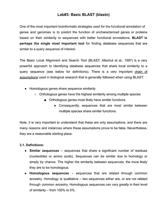 Basic BLAST (BLASTn) | PDF
