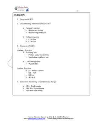 LABORATORY DIAGNOSIS OF HIV - AIDS | PDF