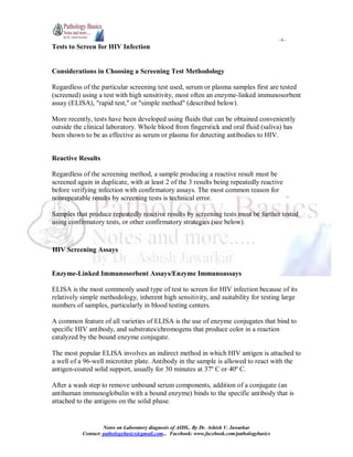 LABORATORY DIAGNOSIS OF HIV - AIDS | PDF