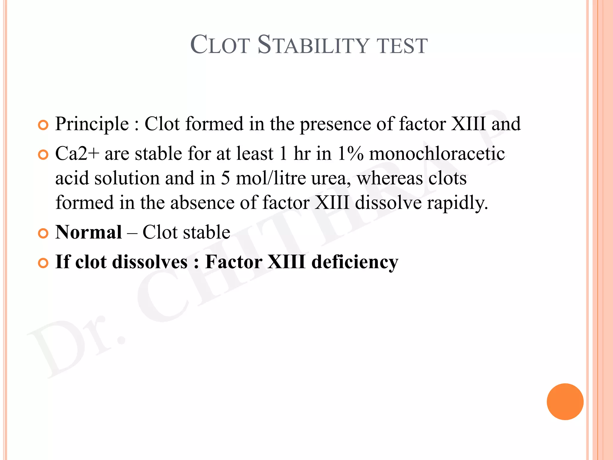 Lab diagnosis of bleeding disorders Dr chithra p | PPT