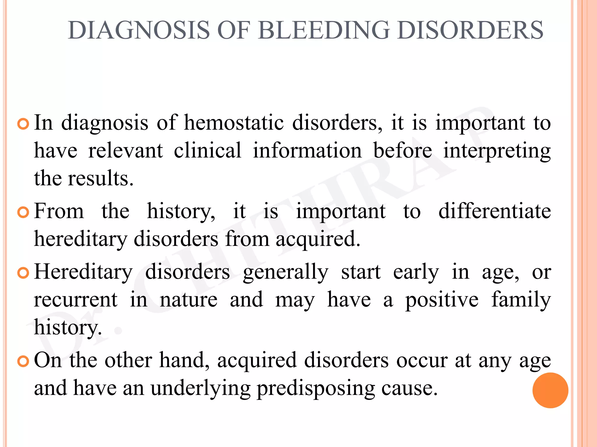 Lab diagnosis of bleeding disorders Dr chithra p | PPT