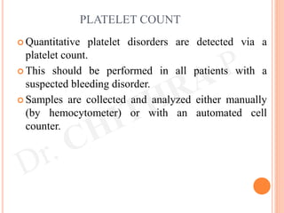 Lab diagnosis of bleeding disorders Dr chithra p | PPT