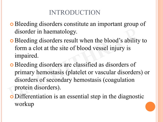 Lab diagnosis of bleeding disorders Dr chithra p | PPT