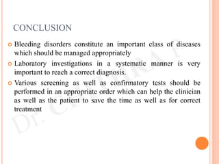 Lab diagnosis of bleeding disorders Dr chithra p | PPT