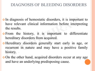 Lab diagnosis of bleeding disorders Dr chithra p | PPT
