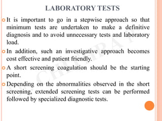 Lab diagnosis of bleeding disorders Dr chithra p | PPT