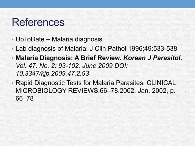 Lab diagnosis of malaria | PPSX | Infectious Diseases | Diseases and ...